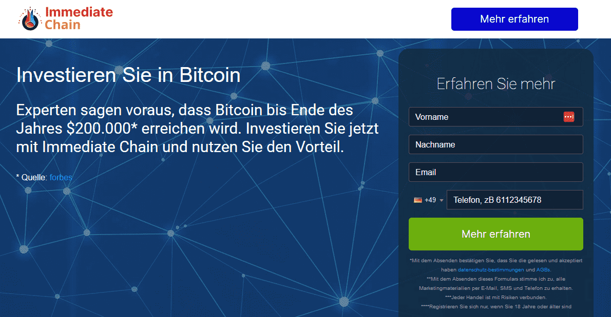 Immediate Chain : Avis – Site officiel ☑️ Fiable du crypto robot ou arnaque